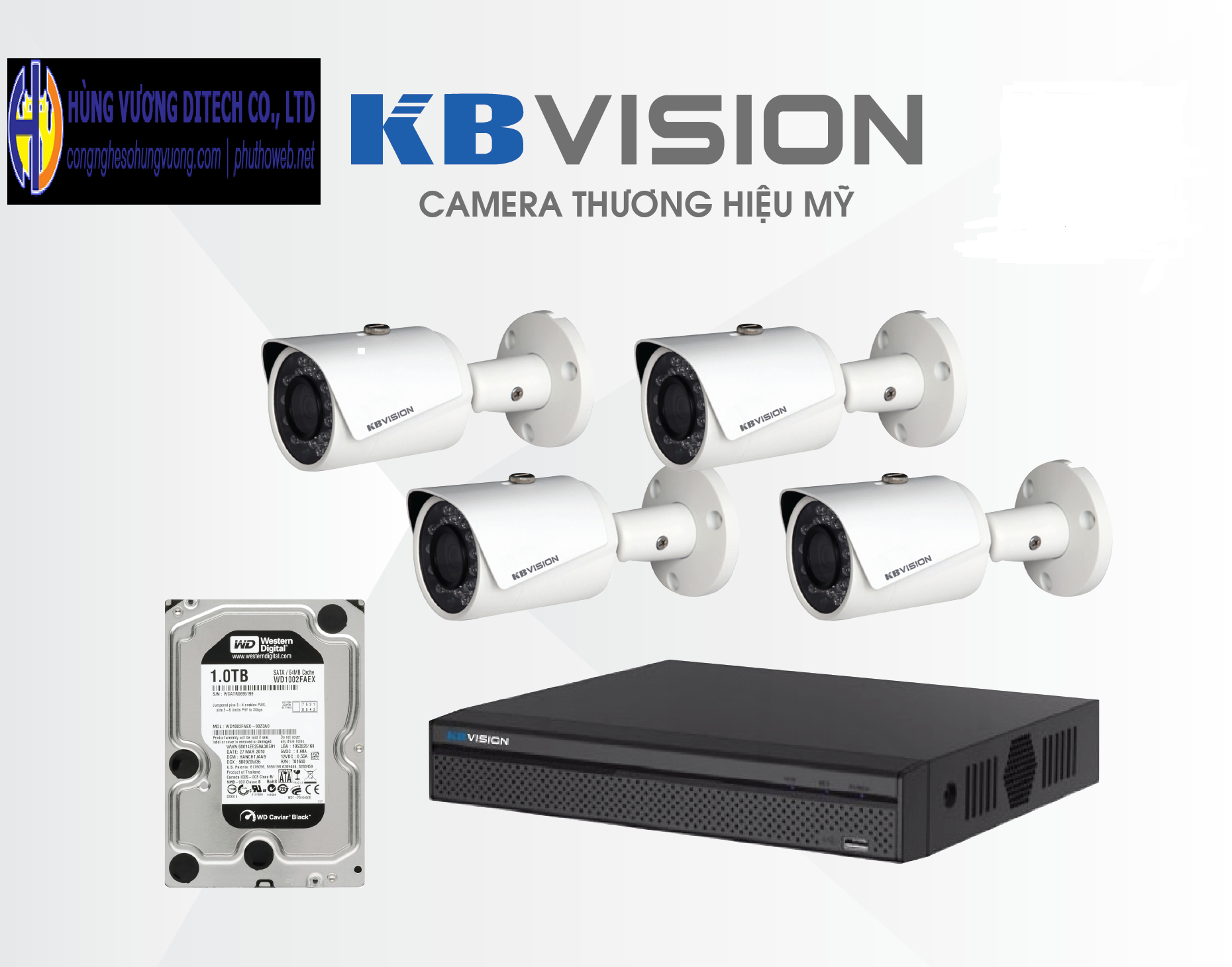 Bộ Kit camera KBVision KIT 4 camera - Công ty TNHH Công nghệ số Hùng Vương